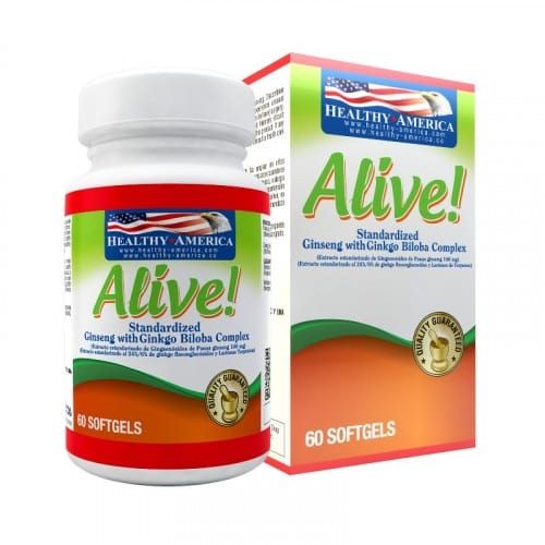 Alive Standardized (60 SoftGels) Ginseng con Ginkgo Biloba